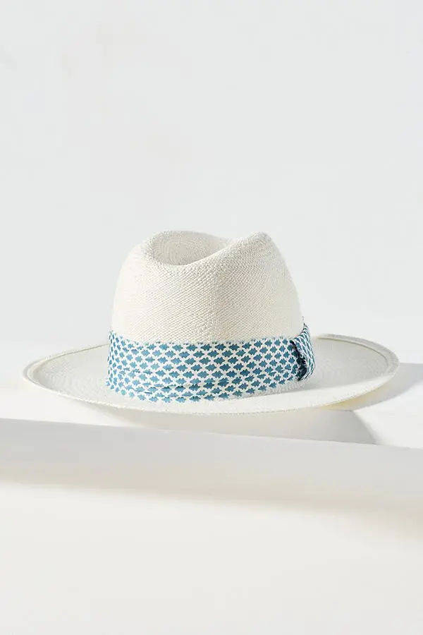 Hat Attack Pammy Panama Straw Rancher Hat - Bleach/denim