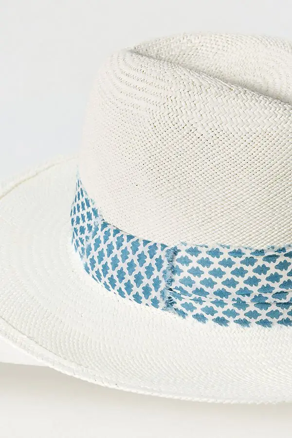 Hat Attack Pammy Panama Straw Rancher Hat - Bleach/denim
