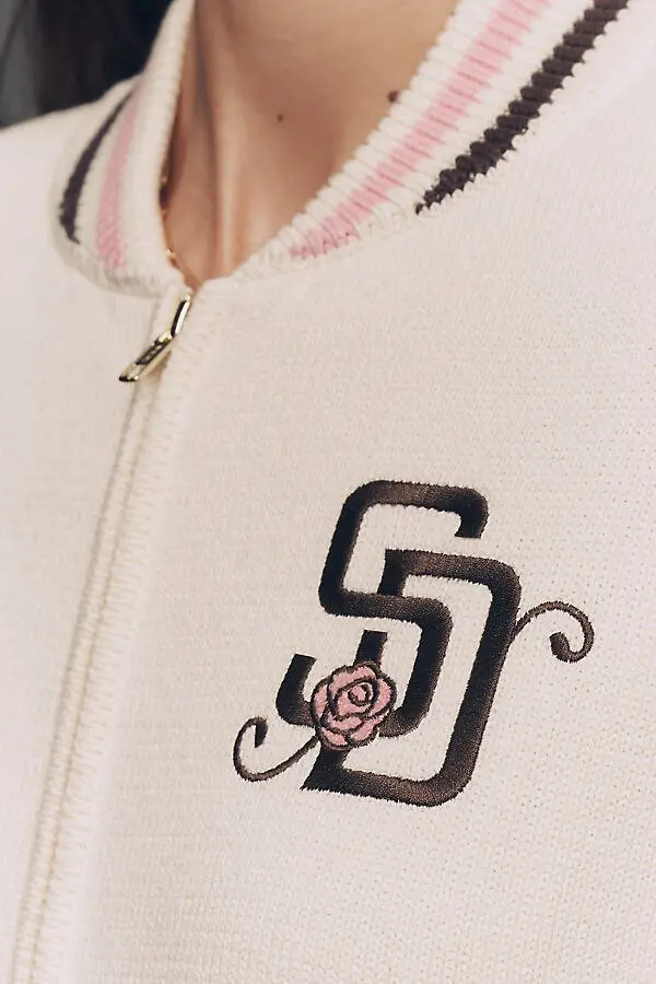 THE WILD COLLECTIVE Jacquard Varsity Bomber Jacket - Padres