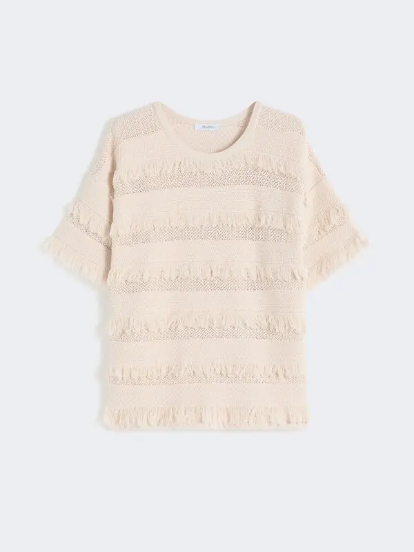 Max Mara Patterned Fringe Viscose Sweater - Ivory