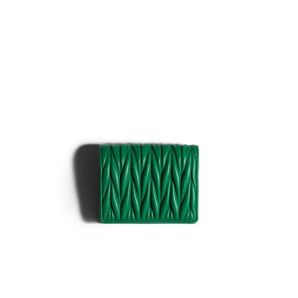 Miu Miu Small Matelassé Nappa Leather Wallet - Mango