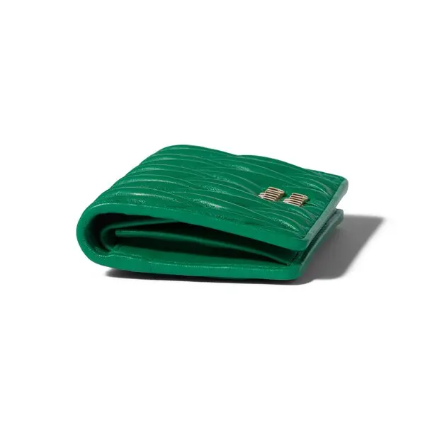 Miu Miu Small Matelassé Nappa Leather Wallet - Mango