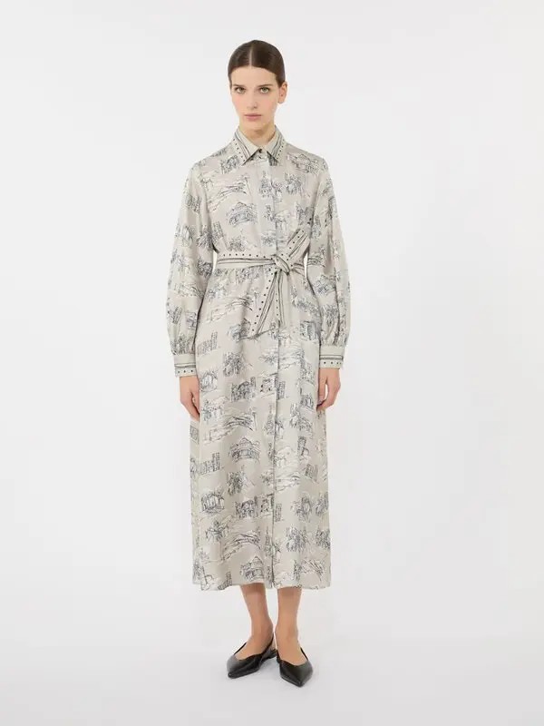 Max Mara Printed Silk Shirt Dress