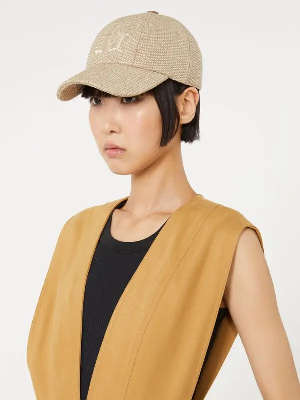 Max Mara Raffia-effect Basketweave Baseball Cap - Ice
