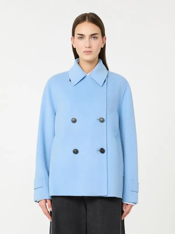 Max Mara Double-breasted Wool-blend Pea Coat - Light Blue