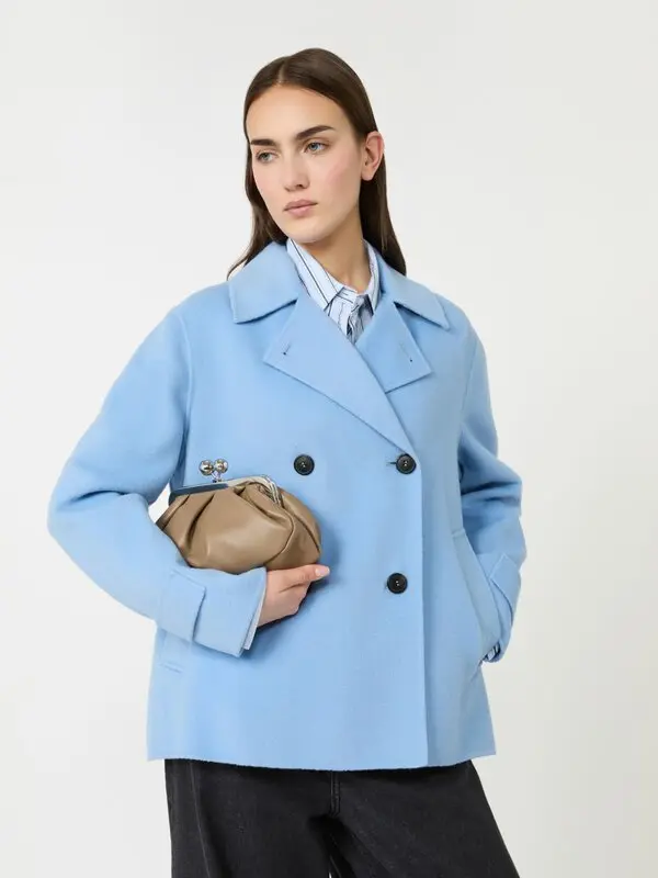 Max Mara Double-breasted Wool-blend Pea Coat - Light Blue