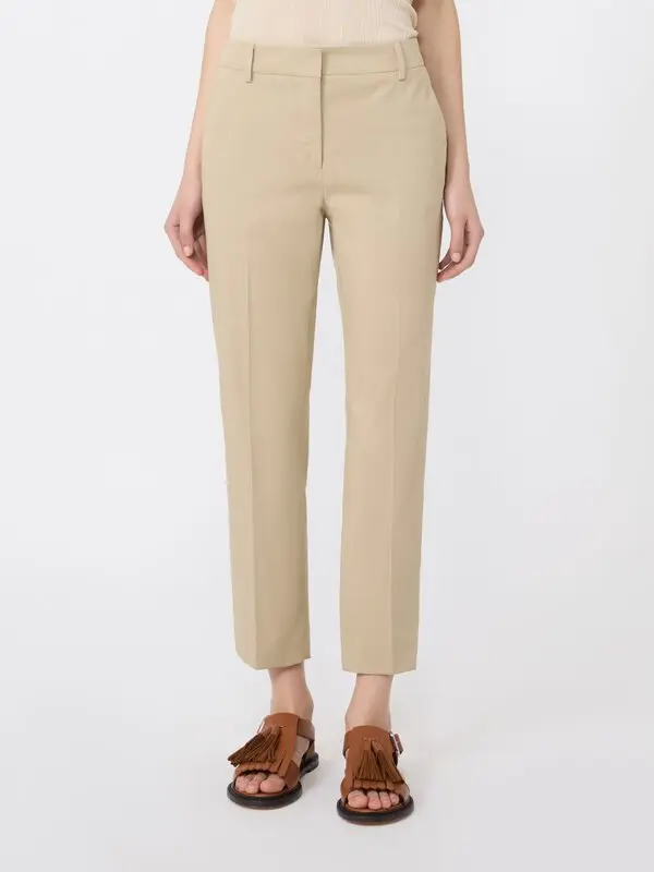 Max Mara Slim-fit Stretch Cotton Trousers - Sand