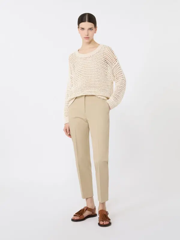 Max Mara Slim-fit Stretch Cotton Trousers - Sand
