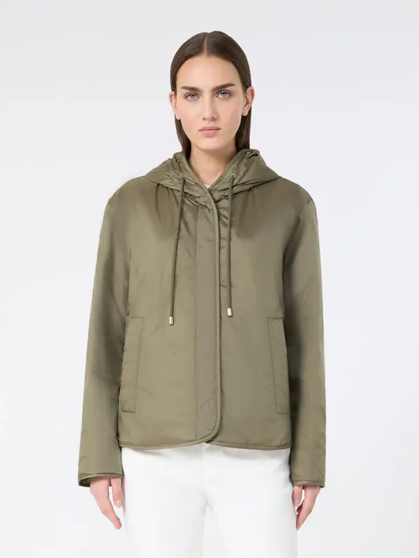 Max Mara Padded Hooded Water-repellent Canvas Jacket - Mud