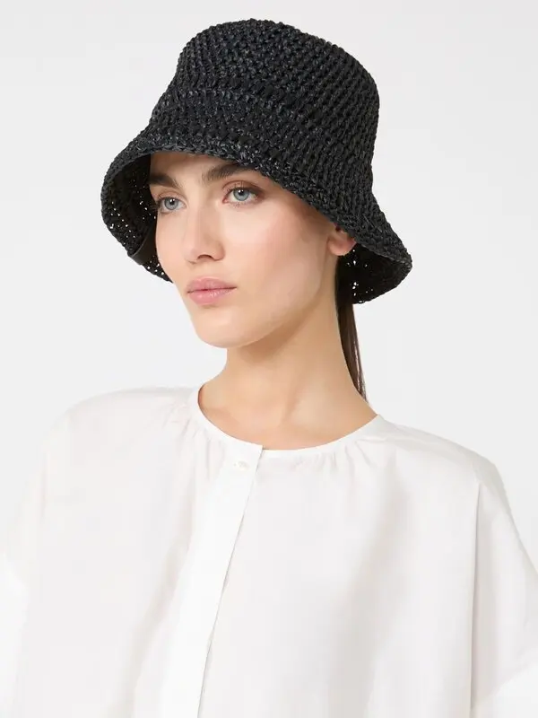Max Mara Crochet Viscose Bucket Hat - Black
