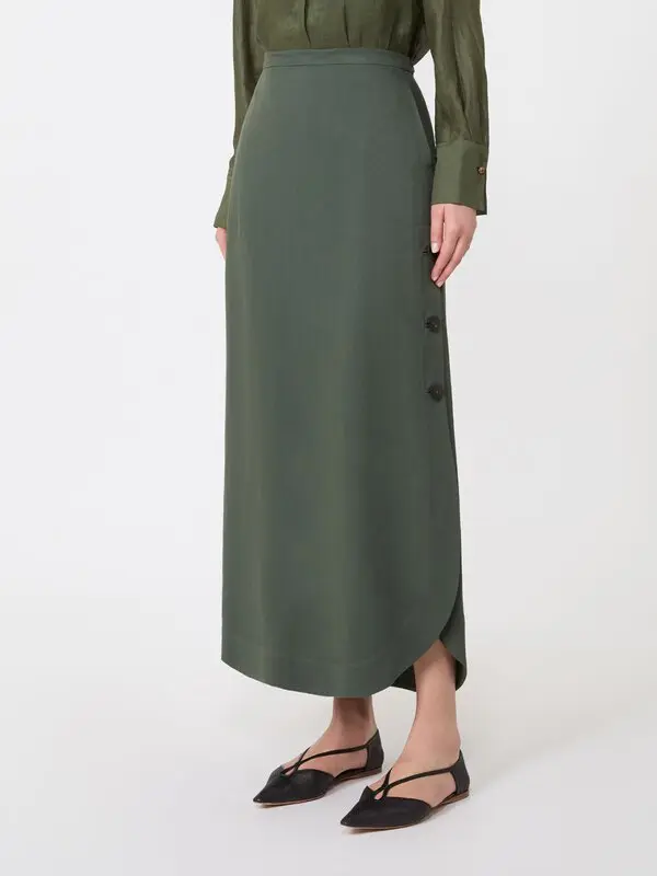Max Mara Viscose And Linen Canvas Long Skirt
