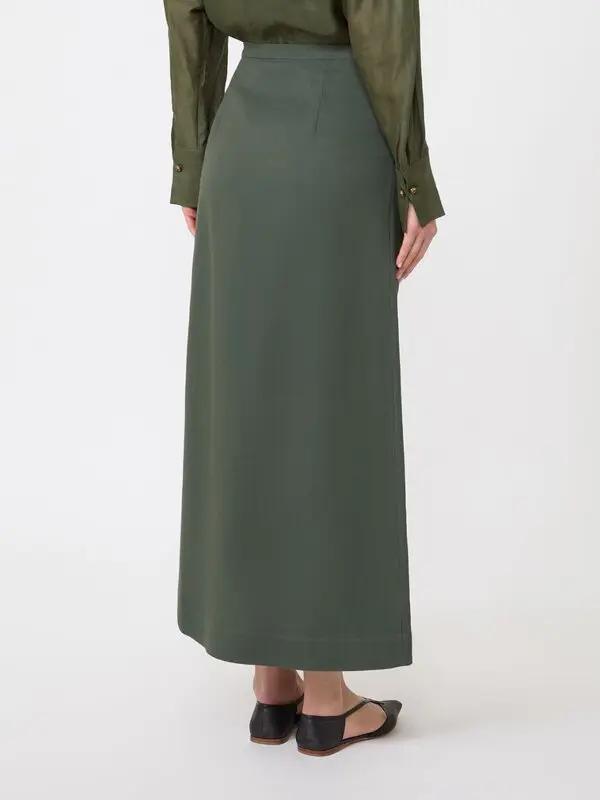 Max Mara Viscose And Linen Canvas Long Skirt