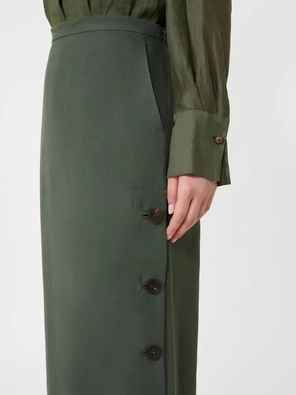 Max Mara Viscose And Linen Canvas Long Skirt