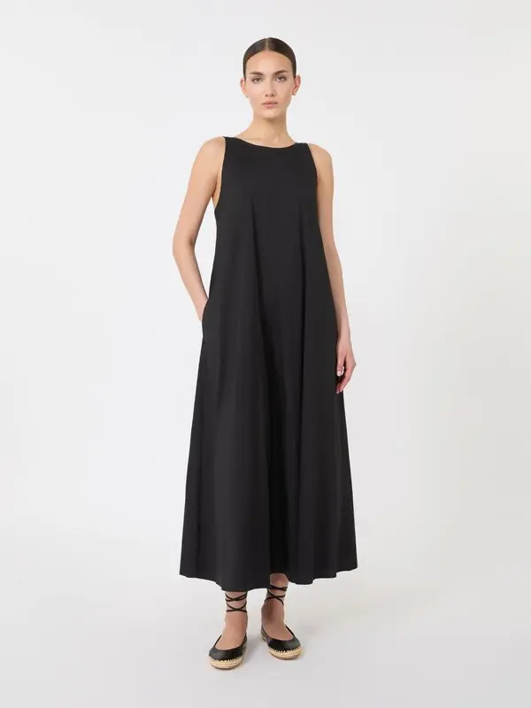 Max Mara Flared Stretch Poplin Long Dress - Black