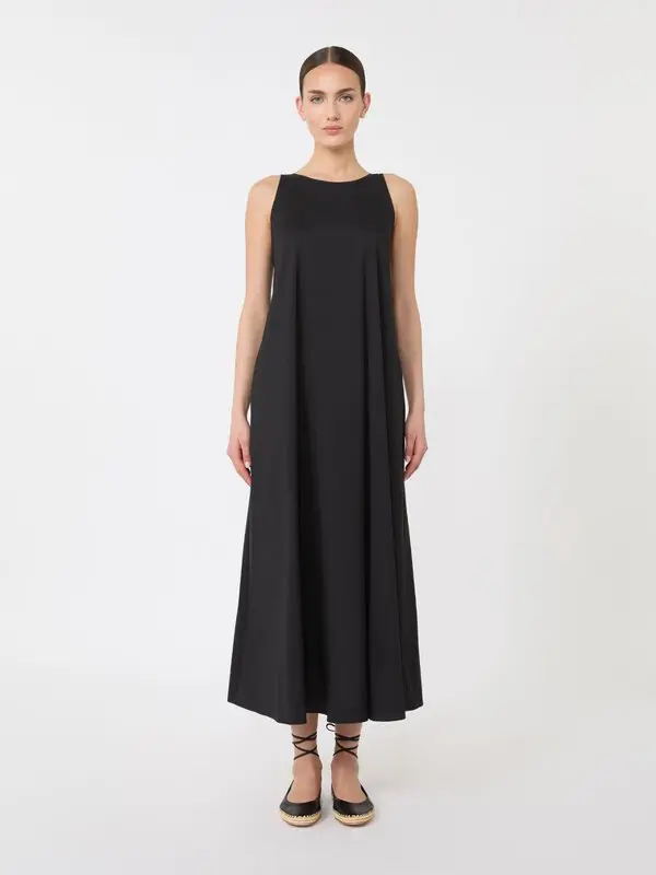 Max Mara Flared Stretch Poplin Long Dress - Black