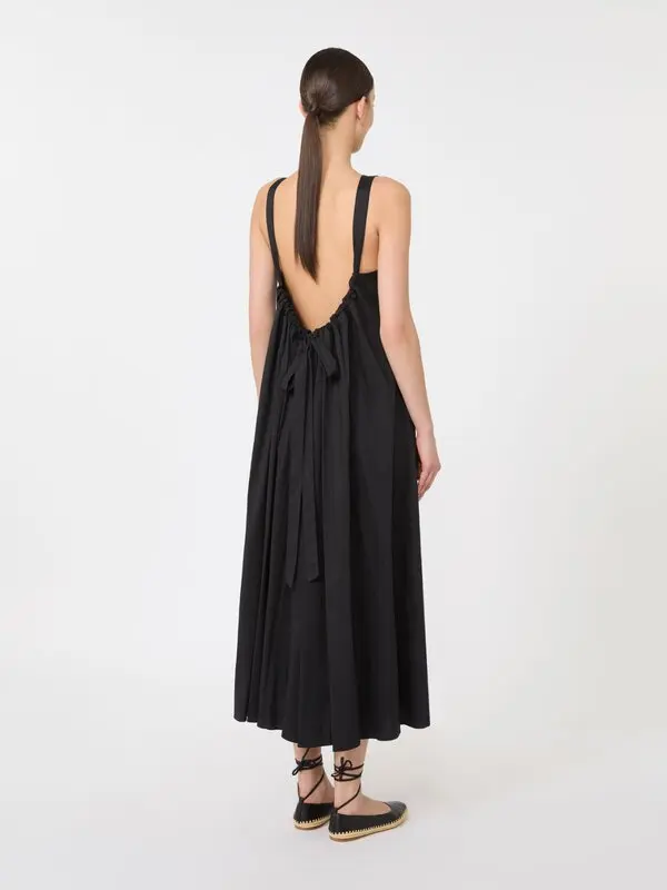 Max Mara Flared Stretch Poplin Long Dress - Black