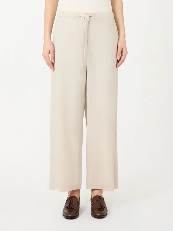 Max Mara Wool Gabardine Trousers - Natural