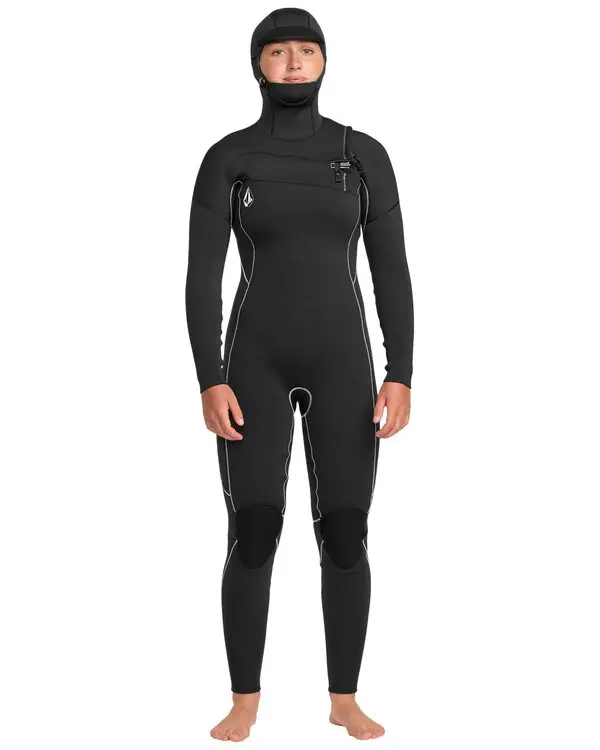 Volcom 5/4mm Modulator Chest Zip Hooded Full Wetsuit - Black