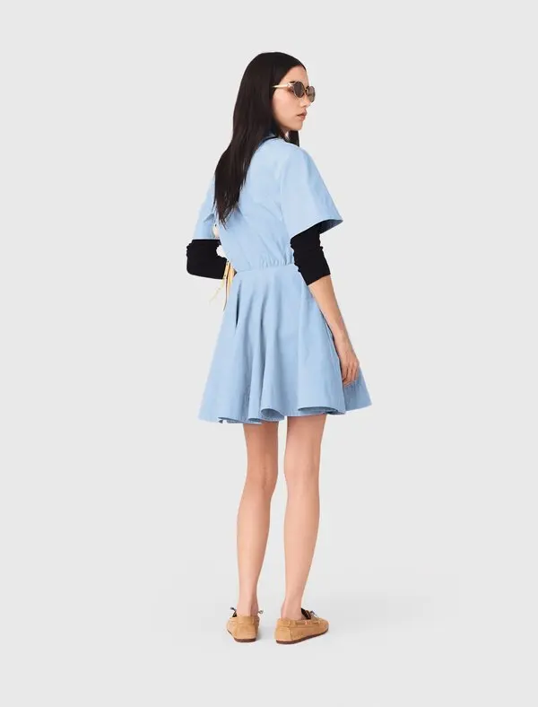 Maje Cotton Flared Shirt Dress With Gold-tone Buttons