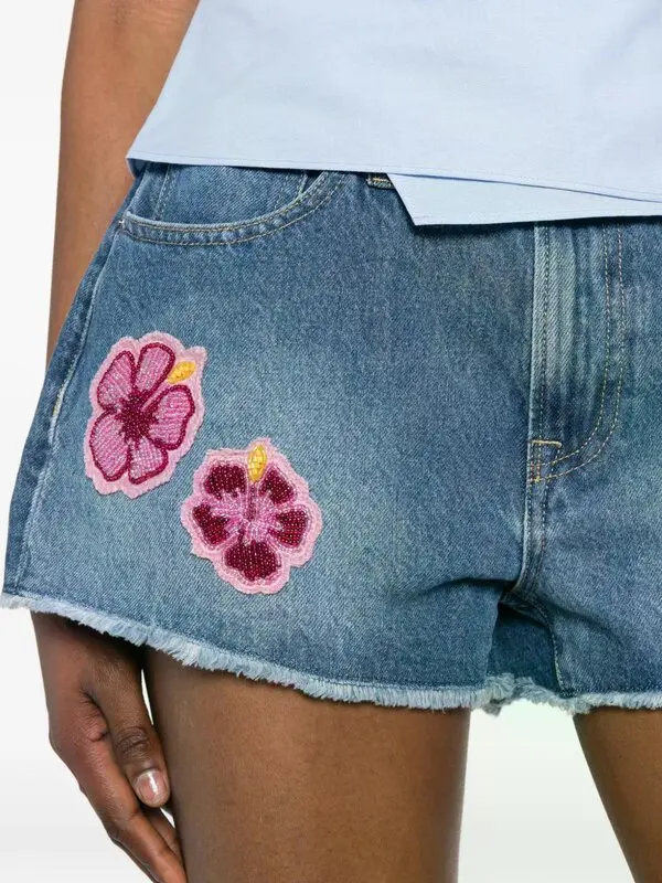 MC2 SAINT BARTH Musa Hibiscus-patch Denim Shorts