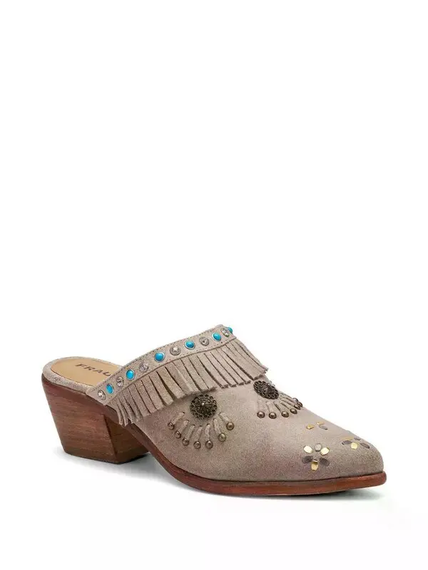 FRAU Fringed Stud-embellished Mules