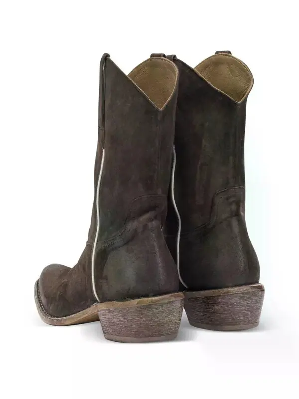 Moma Suede Western Boots - Brown