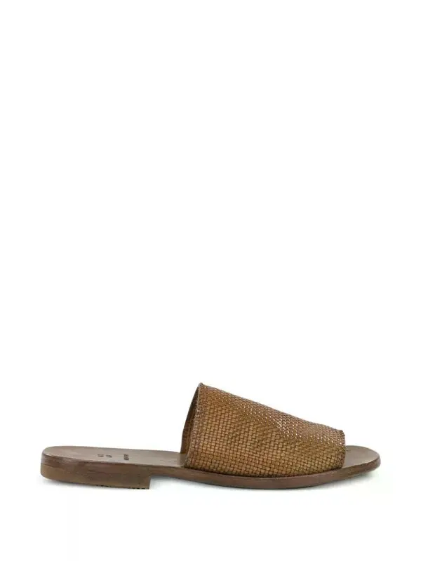 Moma Woven Leather Flat Sandals