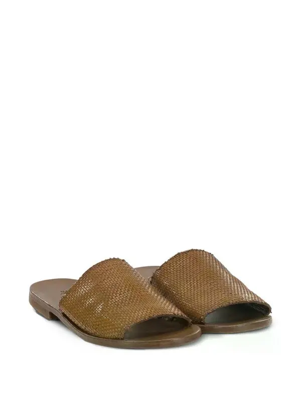 Moma Woven Leather Flat Sandals