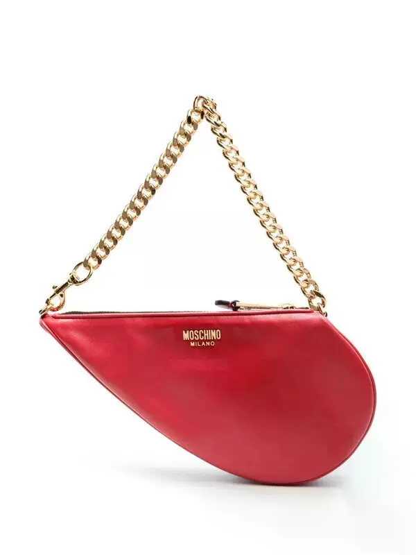 Moschino Asymmetric Leather Shoulder Bag - Red