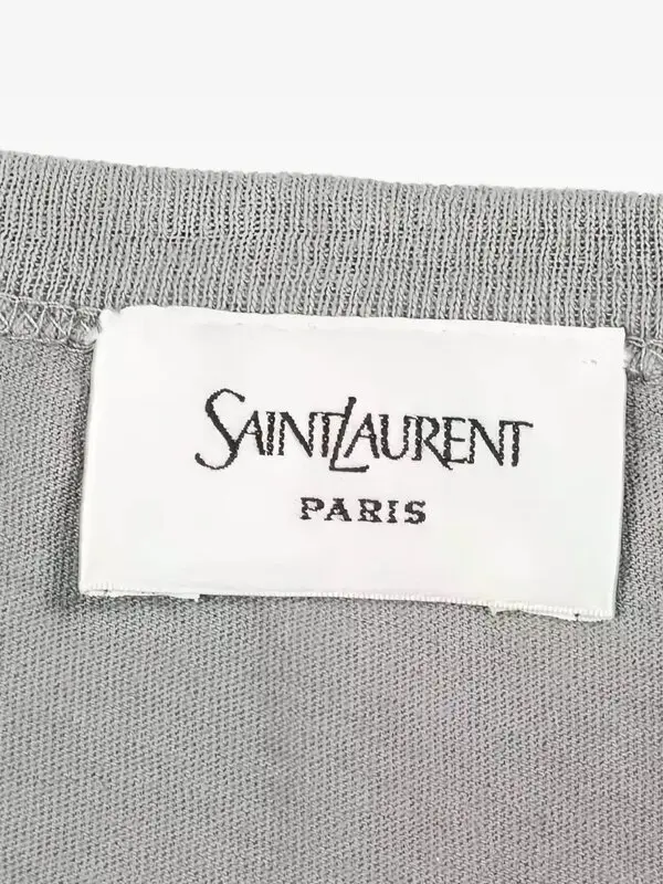 Saint Laurent 2020s Embroidered-logo T-shirt - Grey