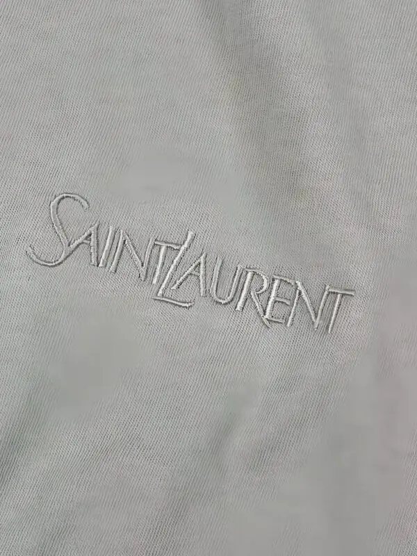 Saint Laurent 2020s Embroidered-logo T-shirt - Grey