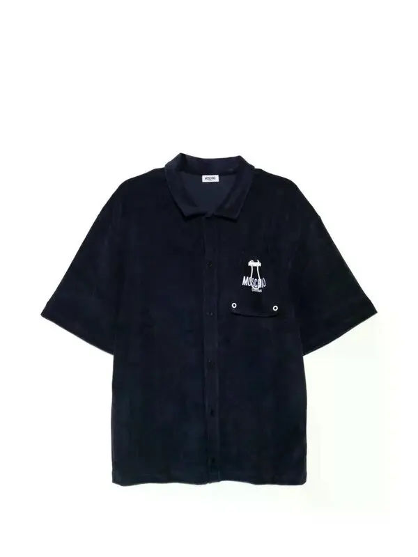 Moschino Terry-cloth Logo-patch Shirt - Blue