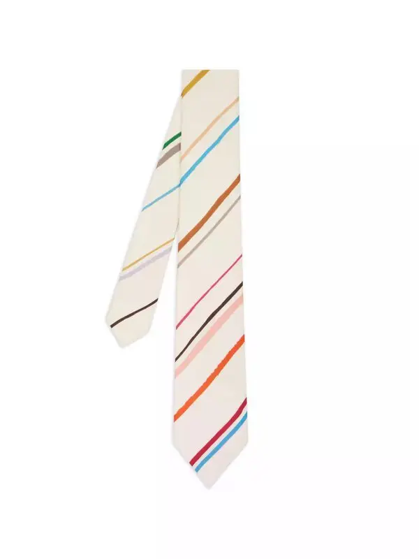 Paul Smith Painted Stripe-print Neck Tie - Neutrals