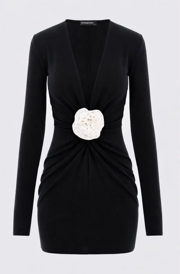 ROSERRY Mallorca Jersey Mini Dress - Black