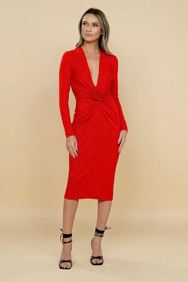 ROSERRY Mallorca Lurex Jersey Midi Dress