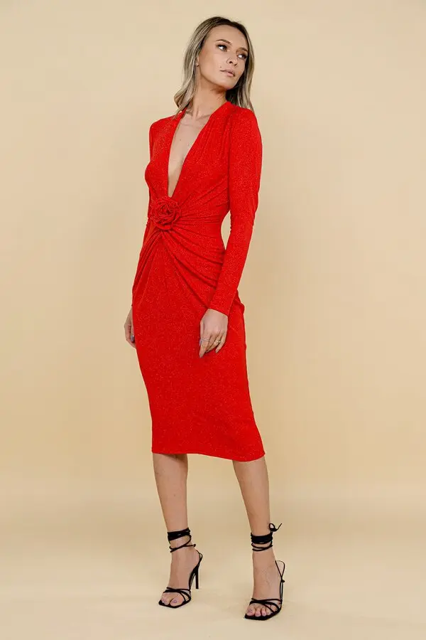 ROSERRY Mallorca Lurex Jersey Midi Dress