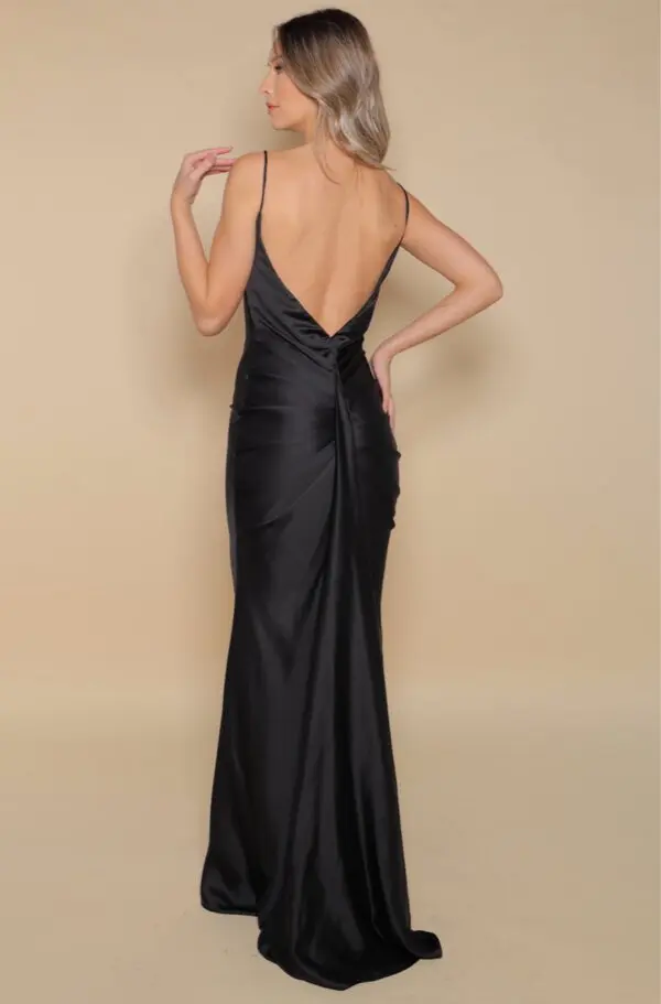 ROSERRY Como Satin Maxi Dress - Black