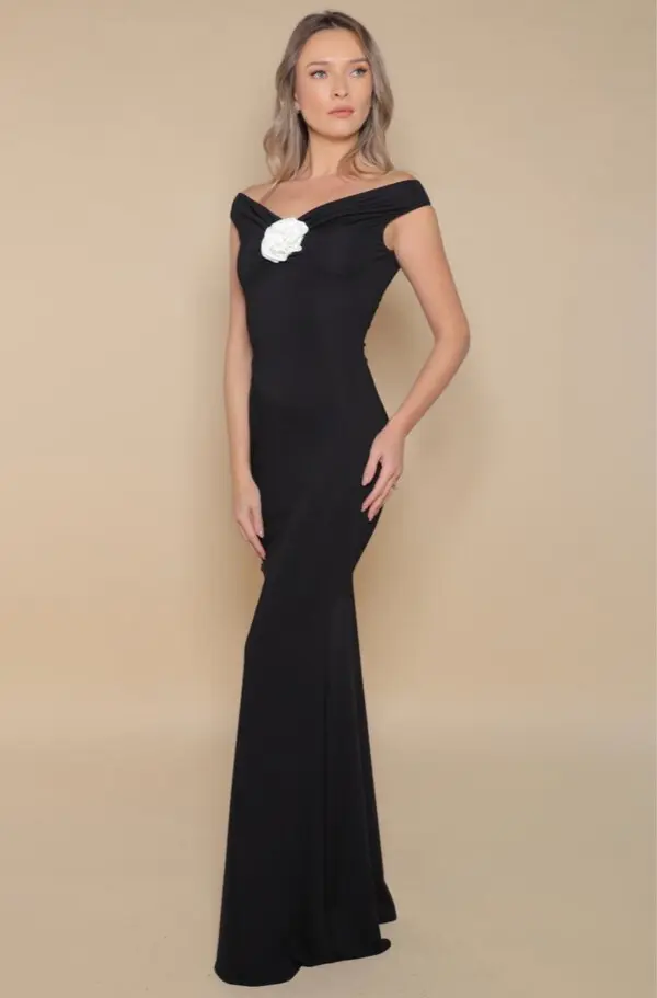 ROSERRY Venice Maxi Jersey Dress - Black