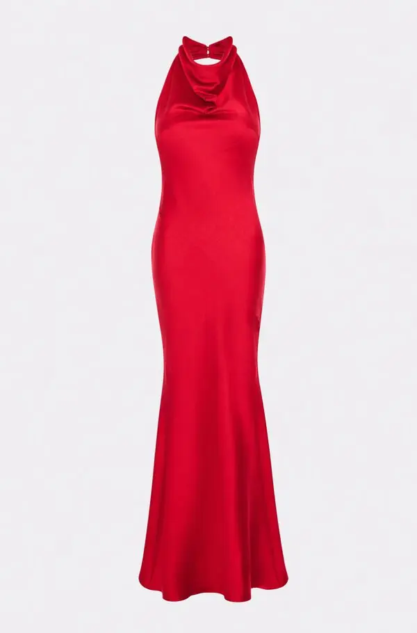 ROSERRY Capri Satin Maxi Dress - Red