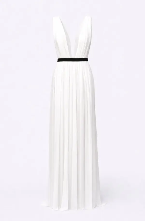 ROSERRY Cut Out Silk Tulle Maxi Dress - White
