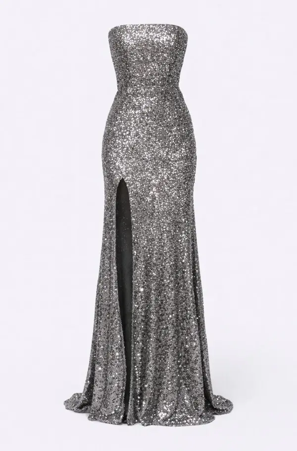 ROSERRY Cannes Sequins Maxi Dress - Silver