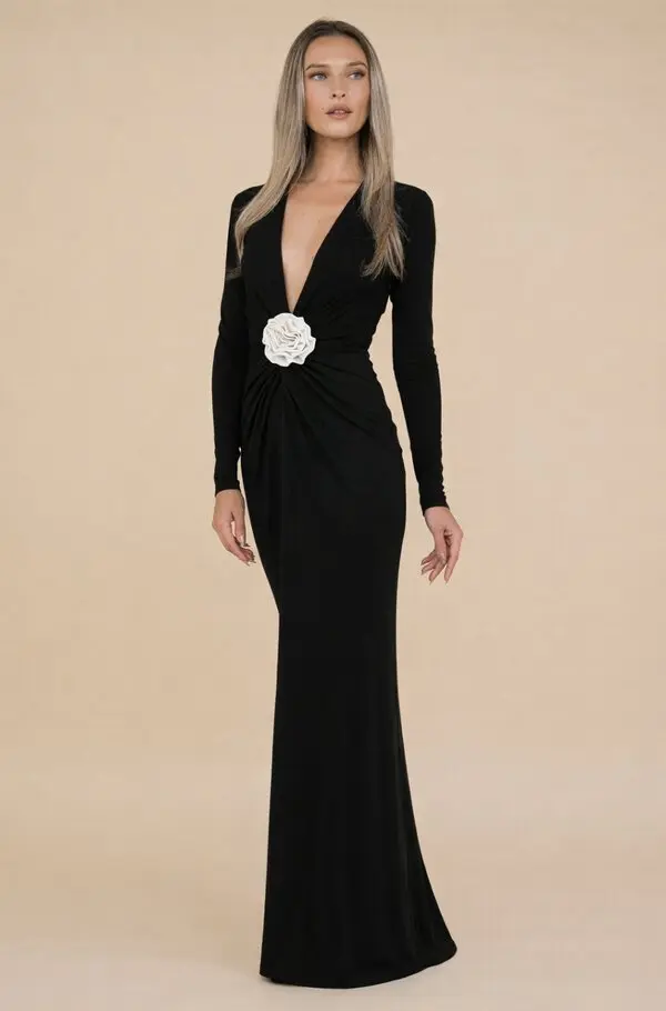 ROSERRY Mallorca Jersey Maxi Dress - Black