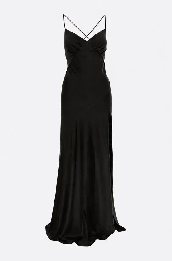 ROSERRY Seville Satin Maxi Dress - Black