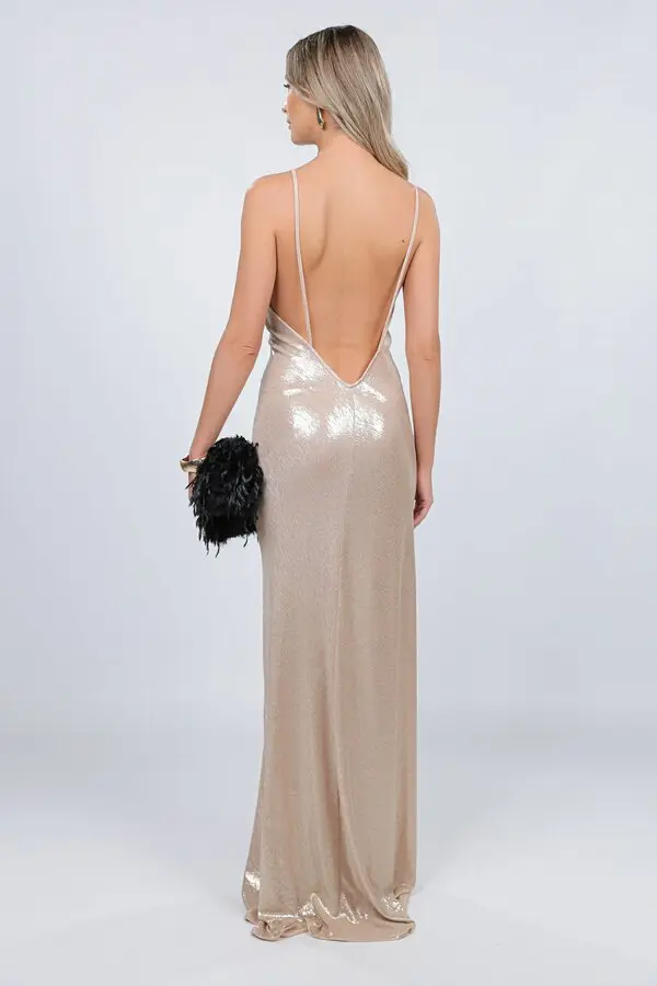 ROSERRY Margot Metallic Jersey Maxi Dress