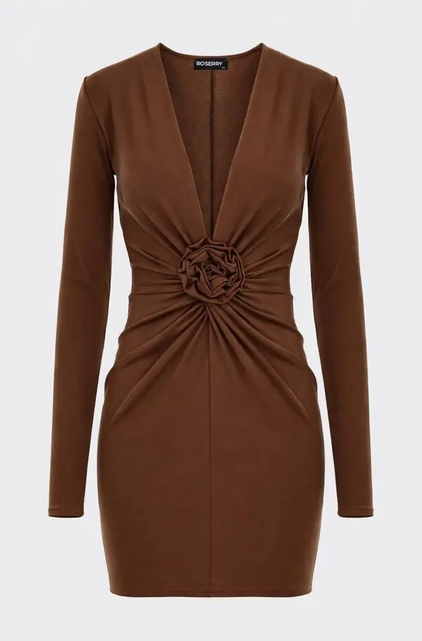 ROSERRY Mallorca Jersey Mini Dress - Brown