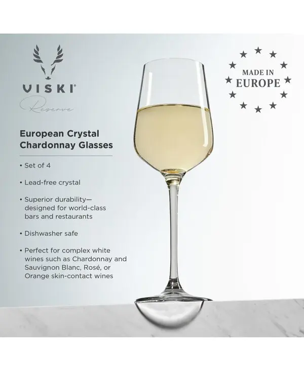 VISKI Reserve Inez Crystal Chardonnay Glasses, Set Of 4