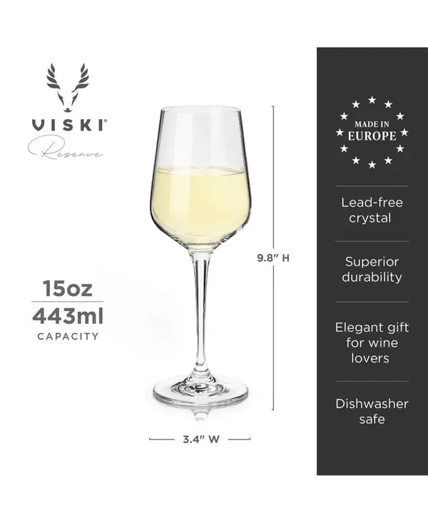 VISKI Reserve Inez Crystal Chardonnay Glasses, Set Of 4