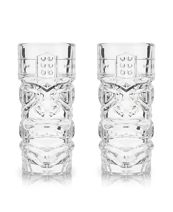 VISKI Pacific Crystal Tiki Glasses, Set Of 2 - Clear