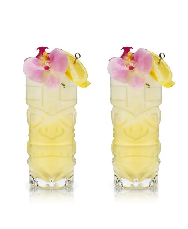 VISKI Pacific Crystal Tiki Glasses, Set Of 2