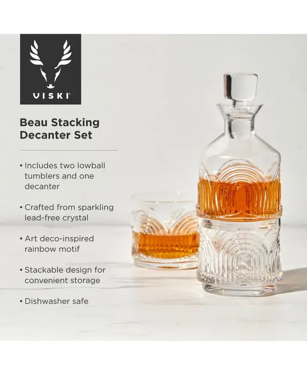 VISKI Deco Beau 3-piece Crystal Stacking Decanter
